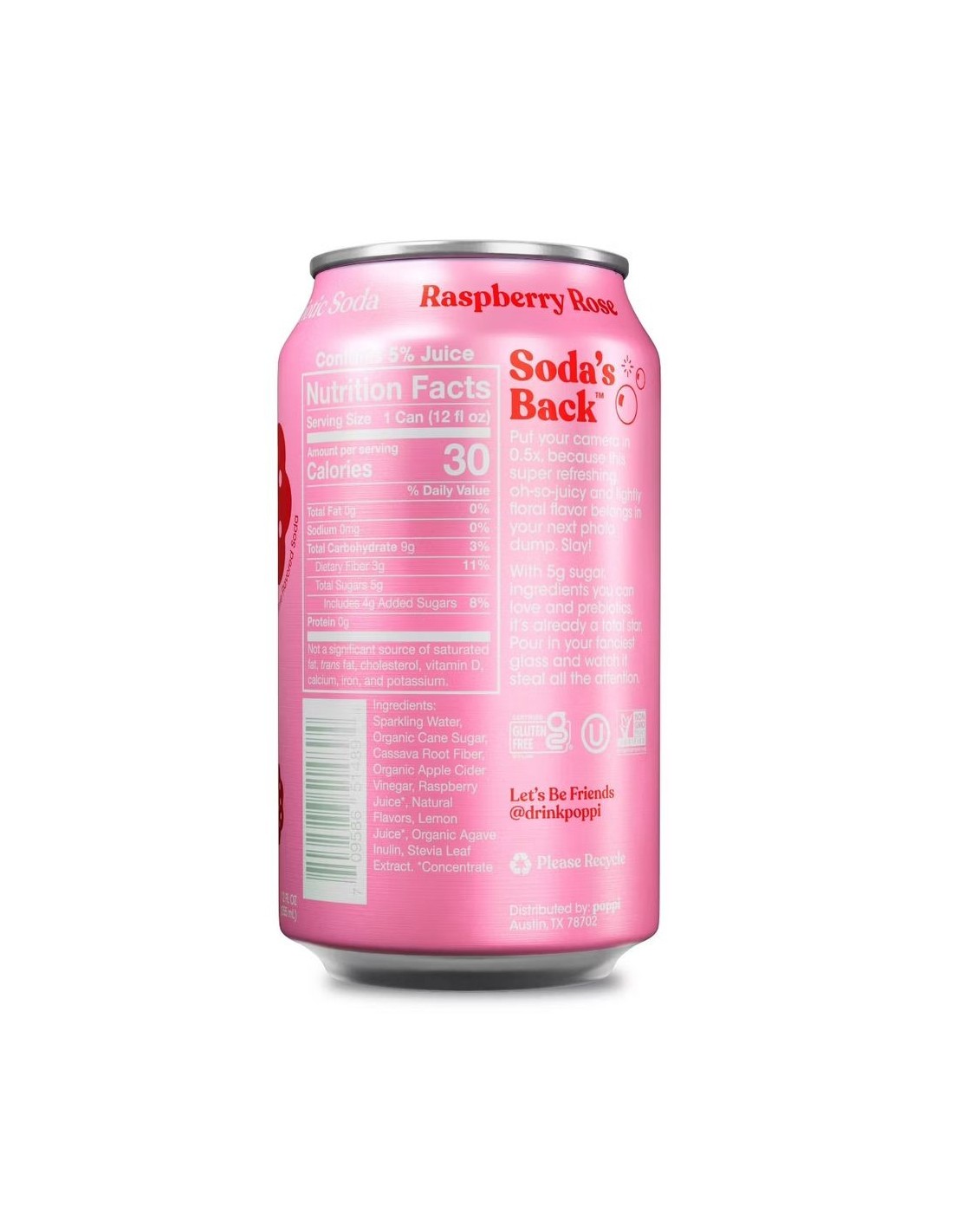 Refresco prebiótico Poppi Frambuesa y Rosa – Refresco prebiótico de ...