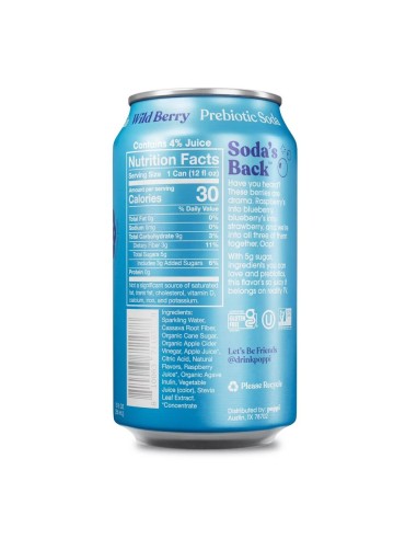 Poppi Prebiotic Soda Wild Berry – Soda prébiotique fruits rouges | Pop ...