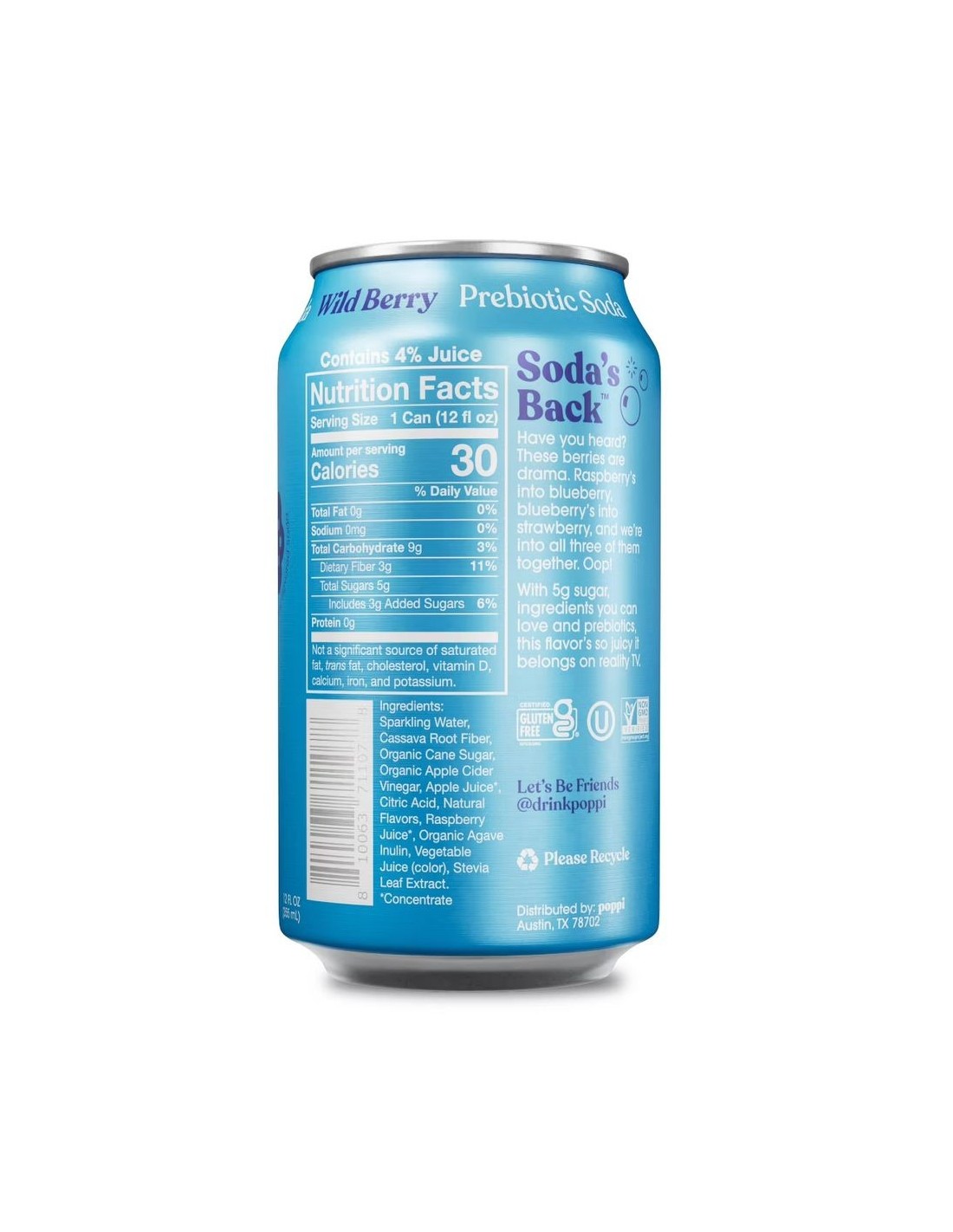 Poppi Prebiotic Soda Wild Berry – Soda prébiotique fruits rouges | Pop ...