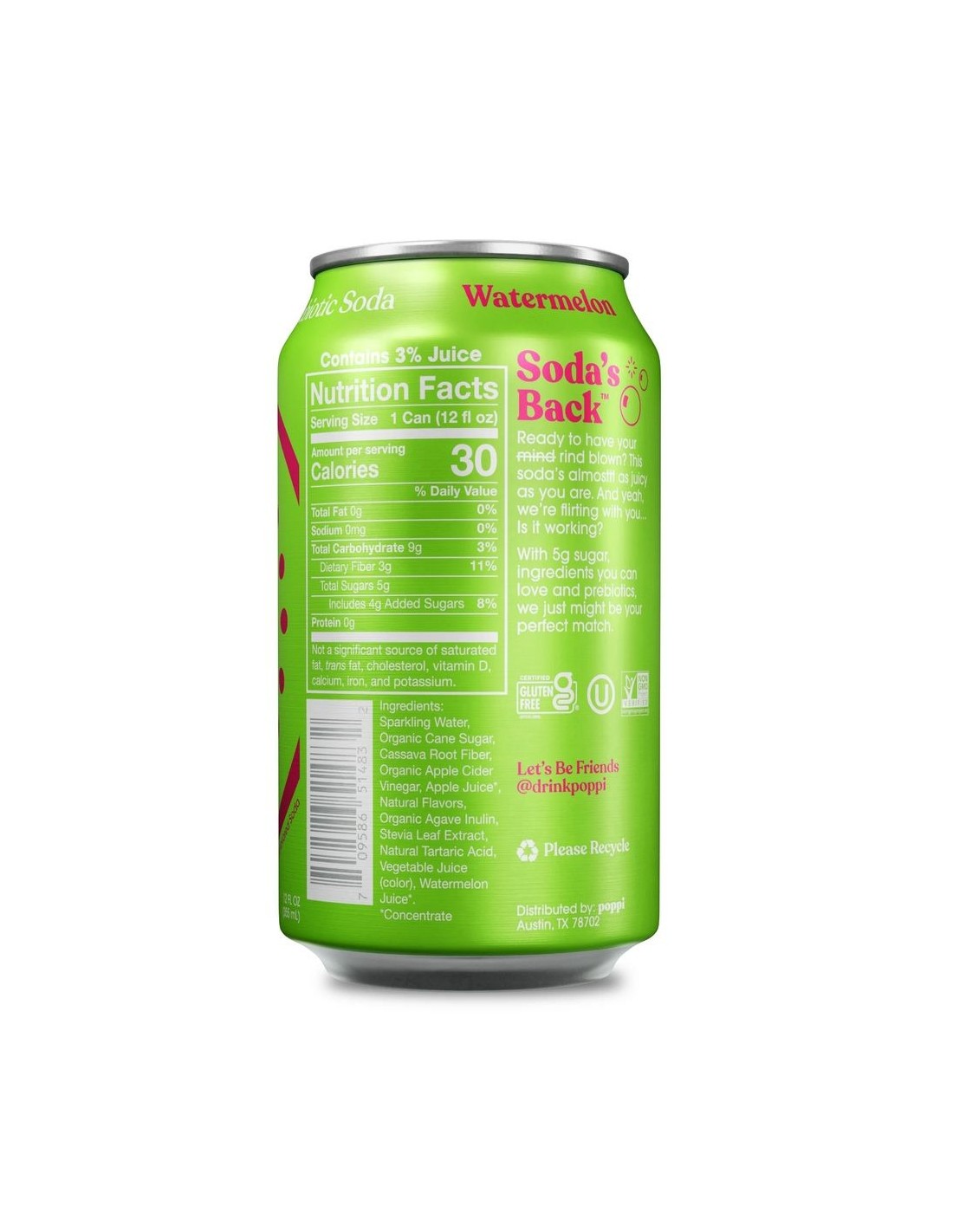 Poppi Prebiotic Soda Watermelon – Prebiotic Watermelon Soda | Pop’s America