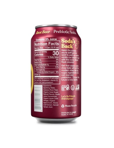 Poppi Prebiotic Soda Root Beer – Soda prébiotique racines USA | Pop’s ...