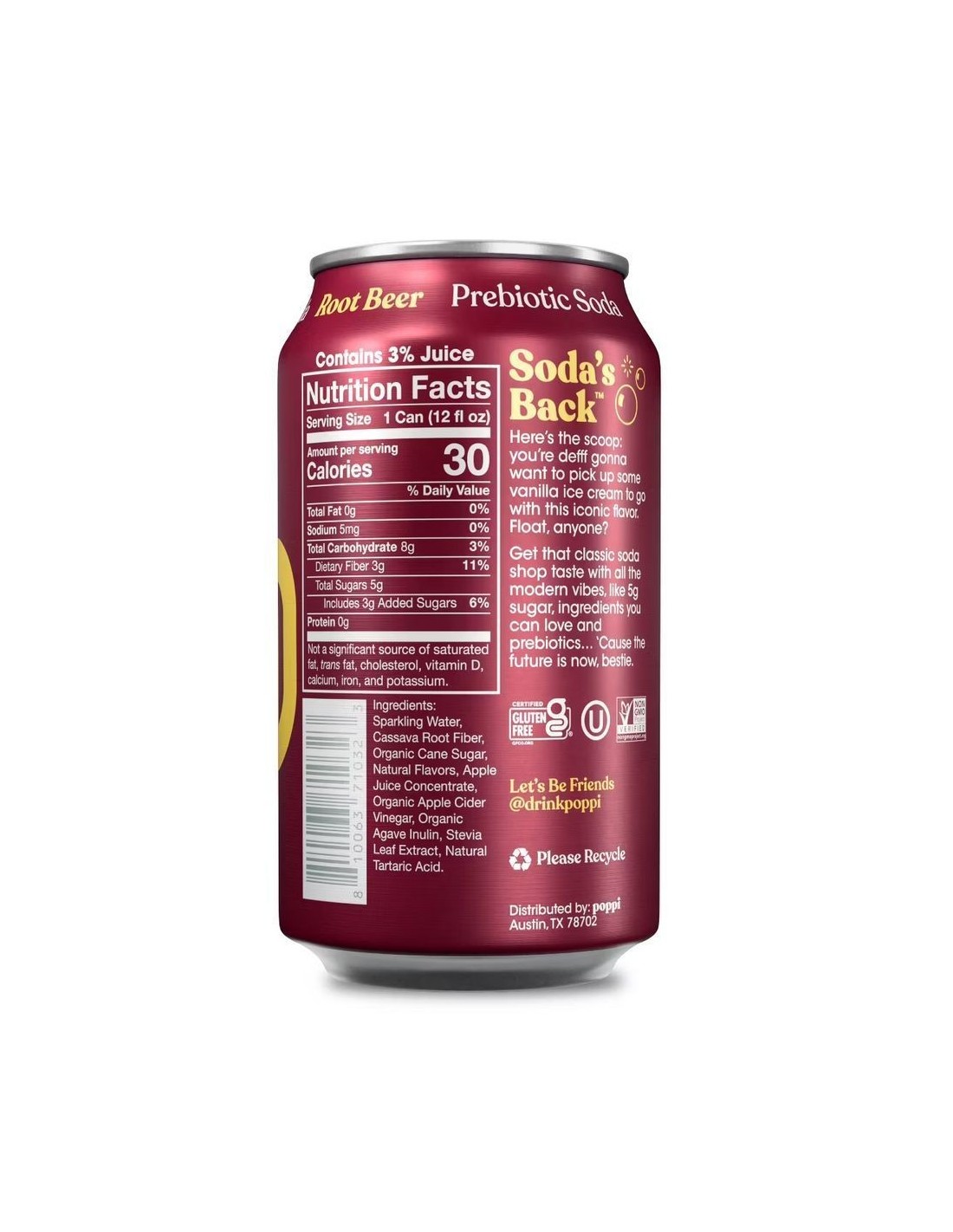 Poppi Prebiotic Soda Root Beer – Soda prébiotique racines USA | Pop’s ...