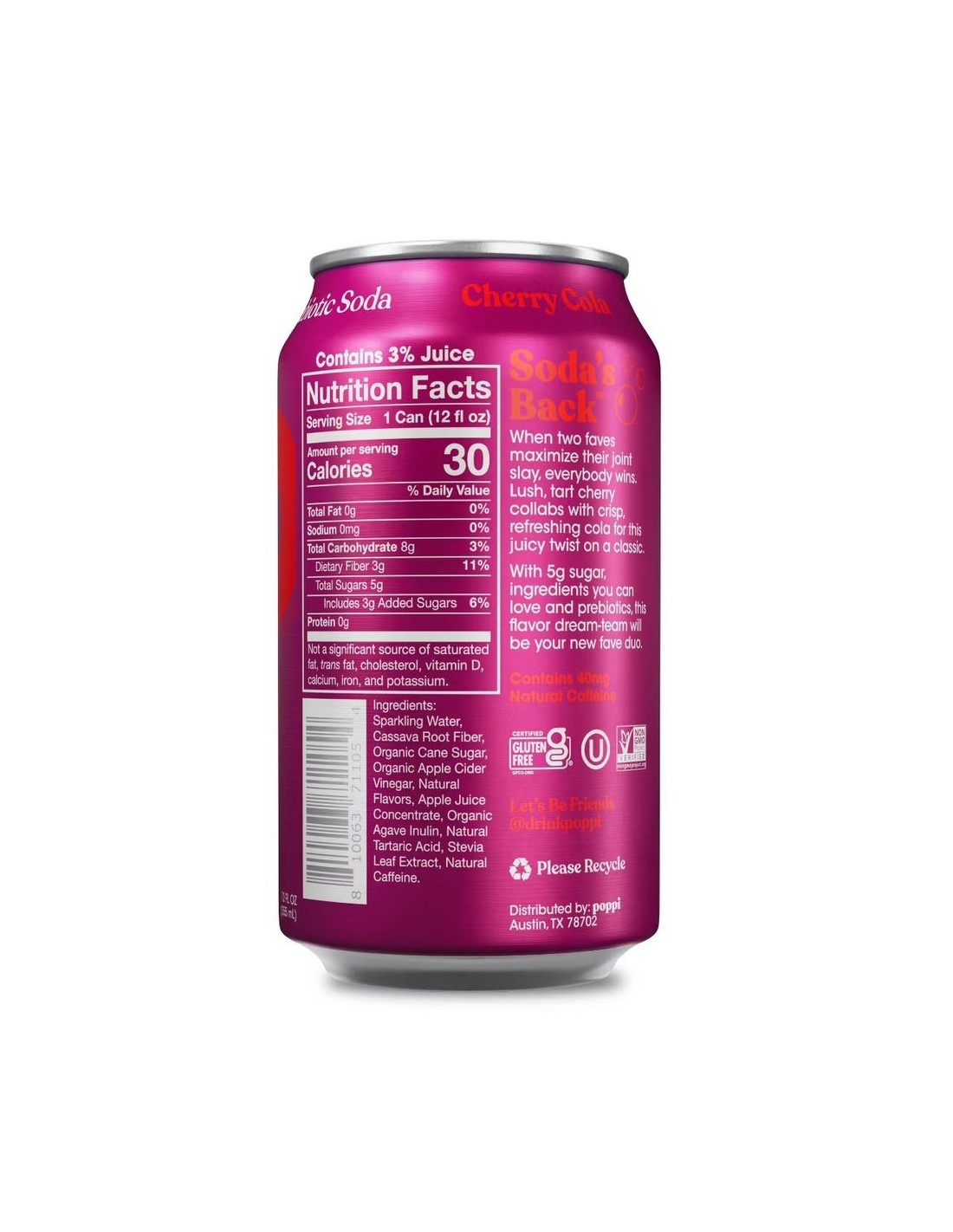 Poppi Prebiotic Soda Cherry Cola – Prebiotic Cherry Cola Soda | Pop’s ...